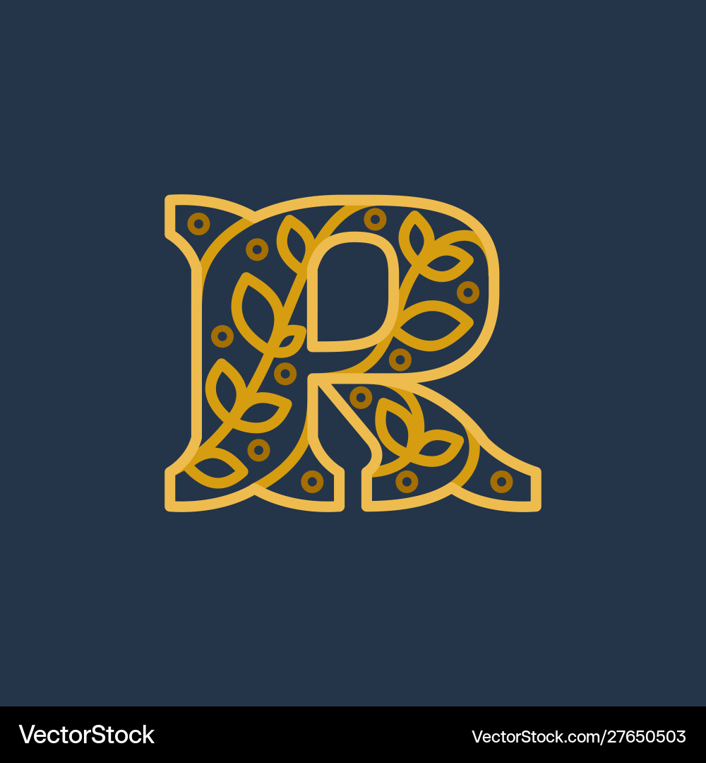 Elegant linear letter r initial ornate logotype Vector Image