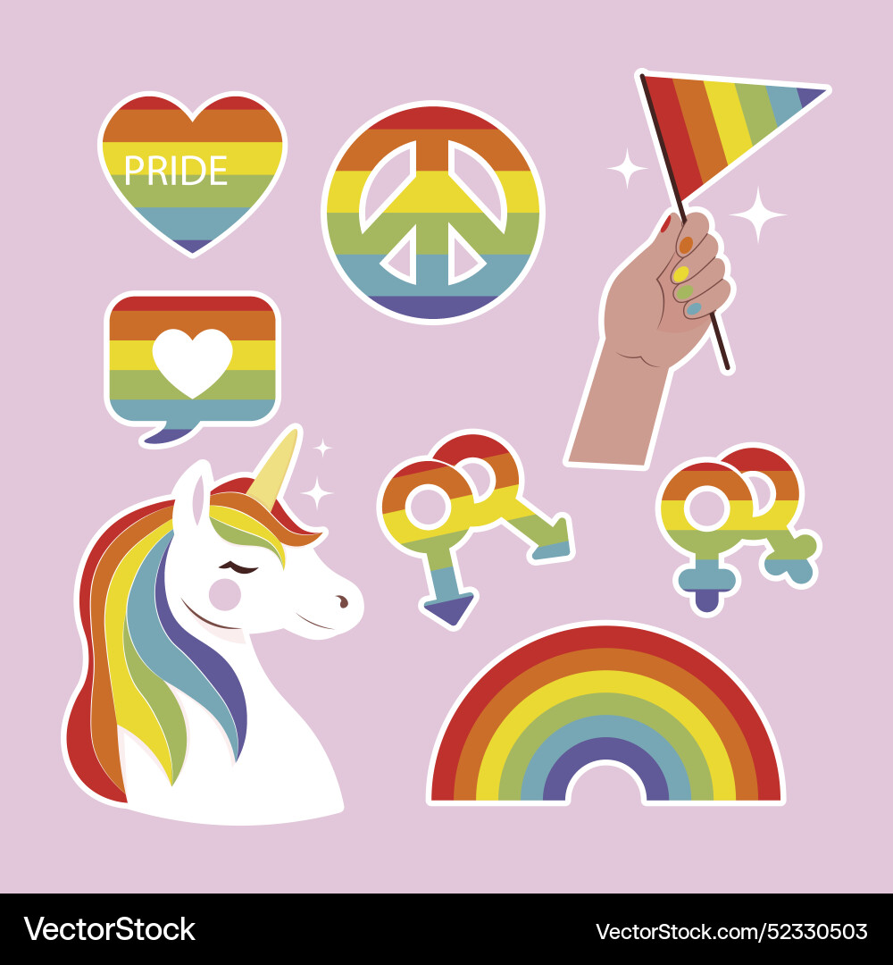 Flat lgbt pride month elements collection Vector Image