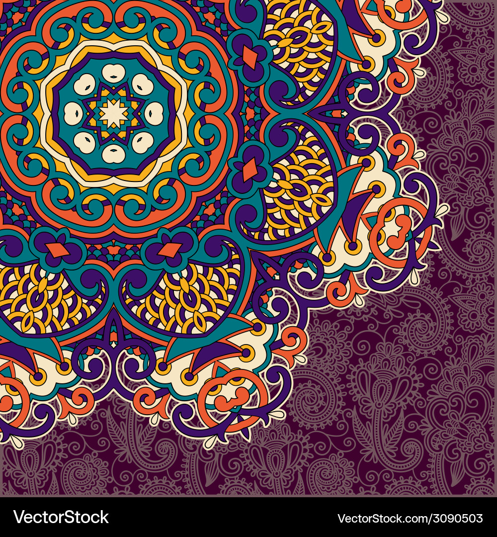 Floral round pattern in ukrainian oriental ethnic Vector Image