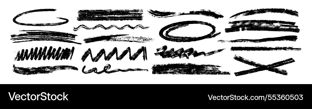 Grunge Charcoal Strikethrough Lines Royalty Free Vector