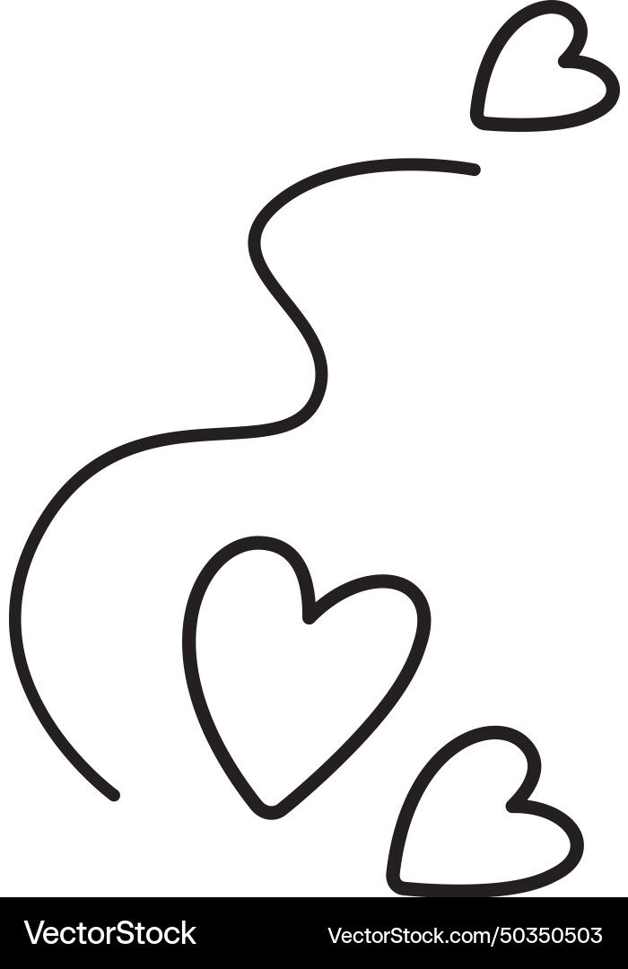 Heart with curve doodle Royalty Free Vector Image
