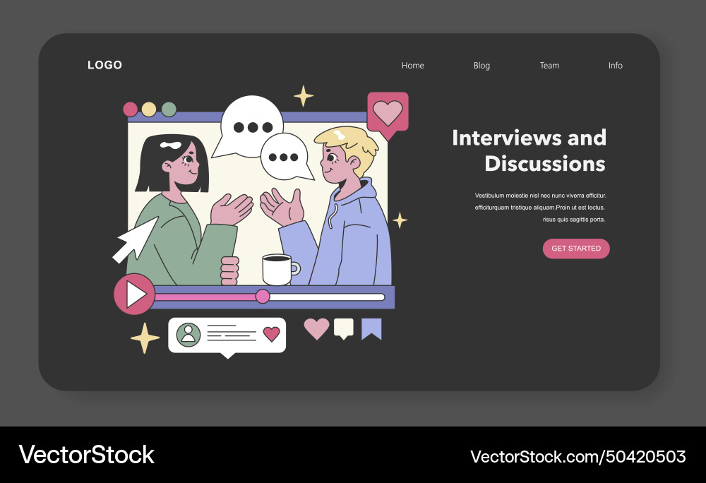 Interviews and discussions concept flat Royalty Free Vector