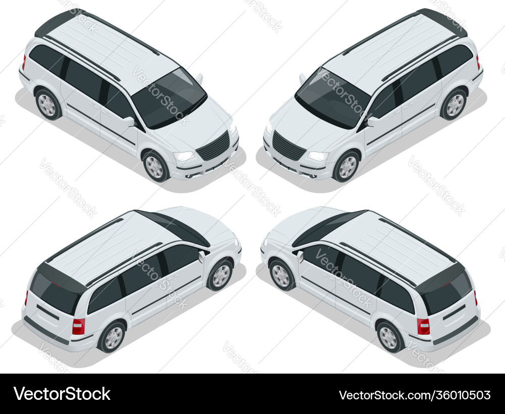 Isometric Passenger Van Template Royalty Free Vector Image