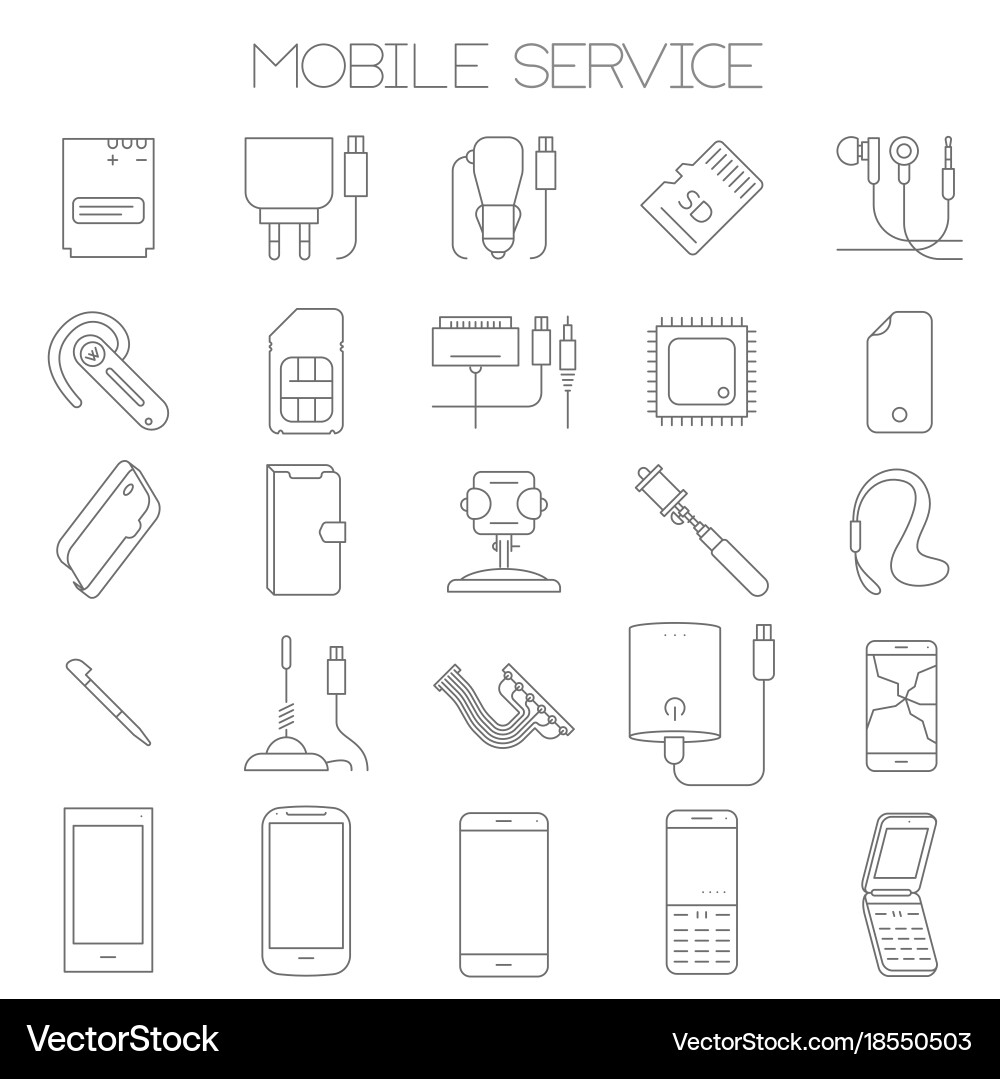 Mobile Service & Parts Icon Set Royalty Free Vector