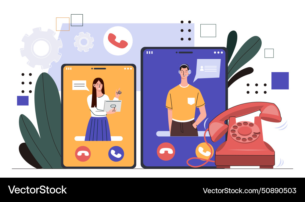 People with call online concept Royalty Free Vector Image