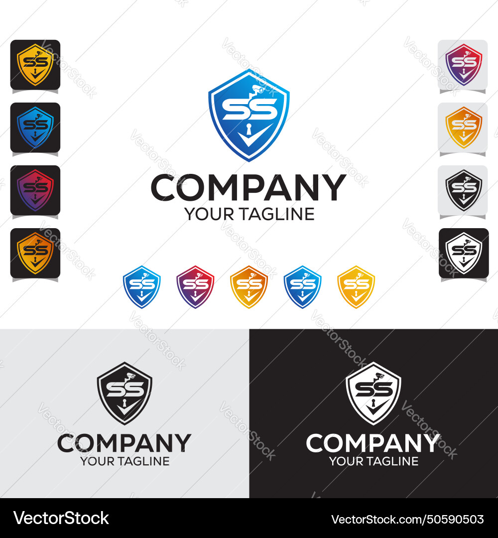 Ss letter with shield cctv camera security service