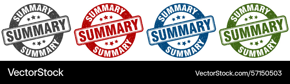 Summary stamp round set isolated Royalty Free Vector Image