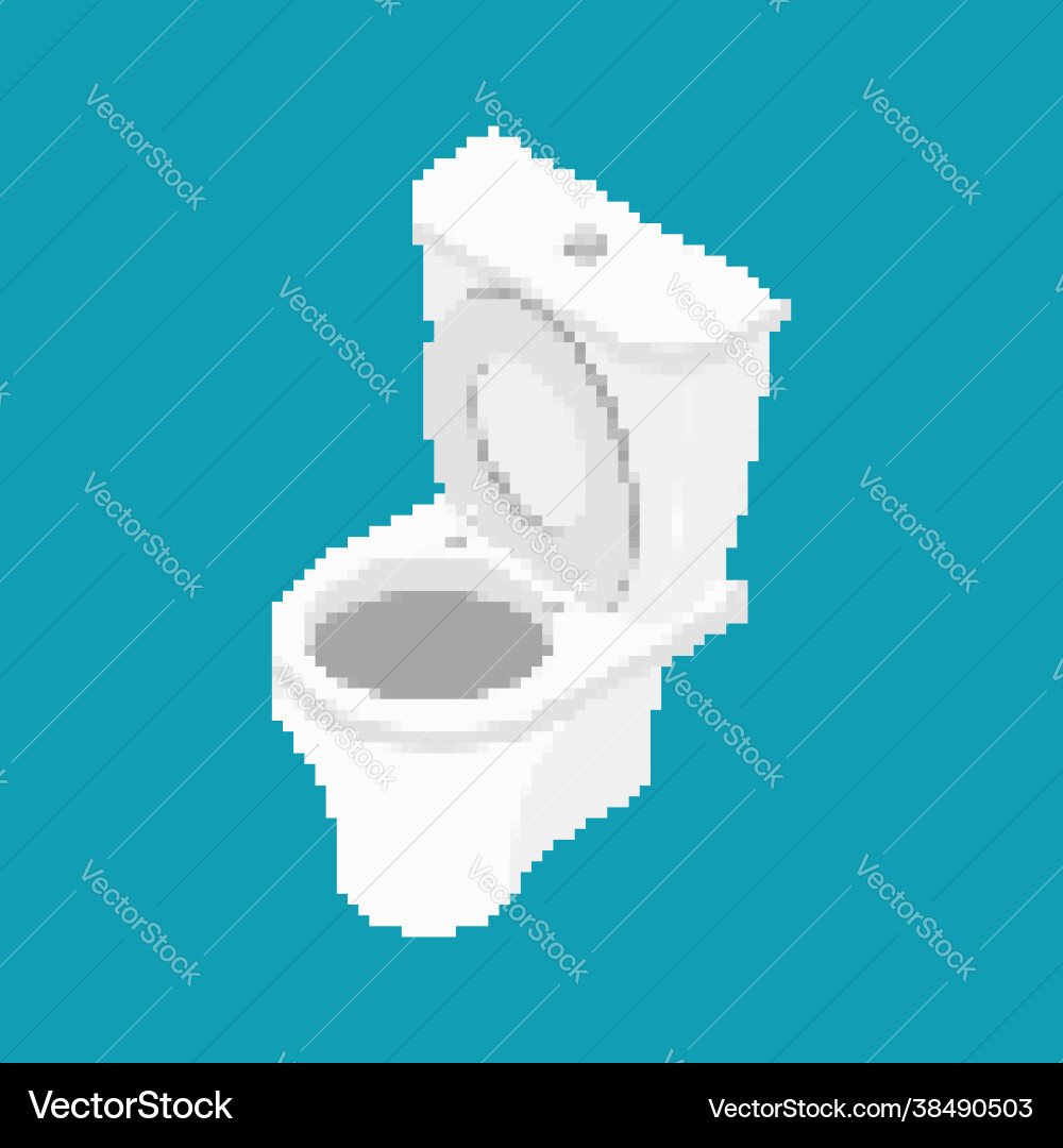 Toilet bowl pixel art wc 8 bit pixelate Royalty Free Vector