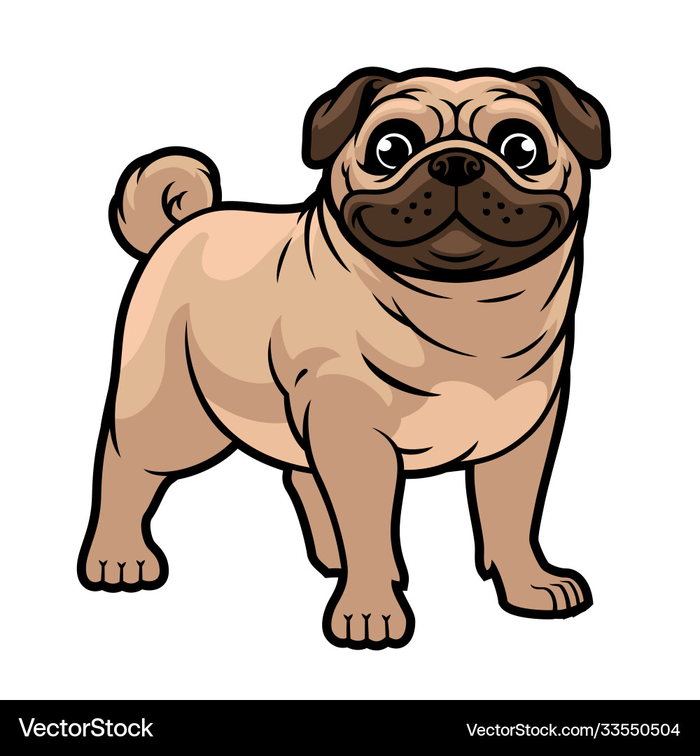 Cartoon pug dog mascot Royalty Free Vector Image
