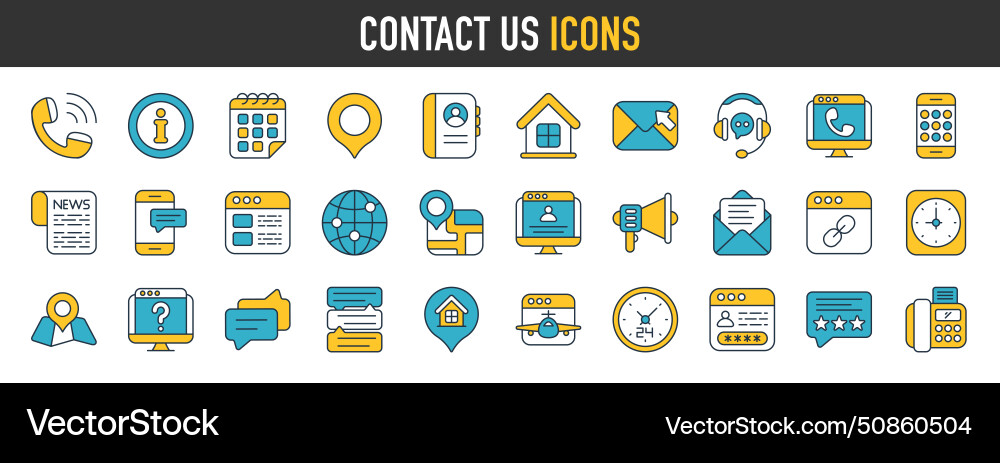 Contact us icons collection Royalty Free Vector Image