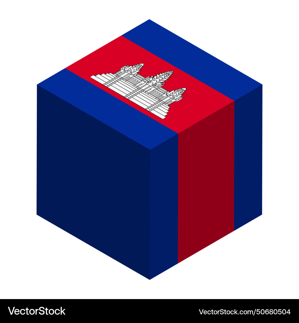 Cube flag of cambodia Royalty Free Vector Image