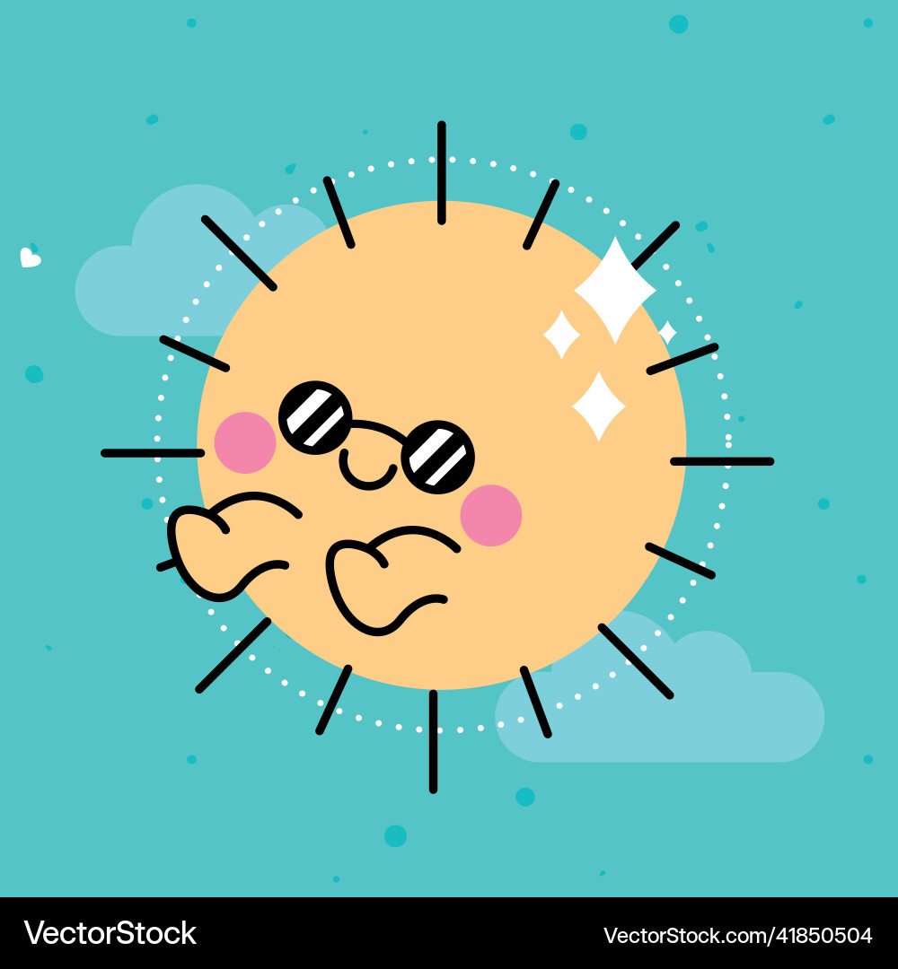 Cute sun kawaii character Royalty Free Vector Image