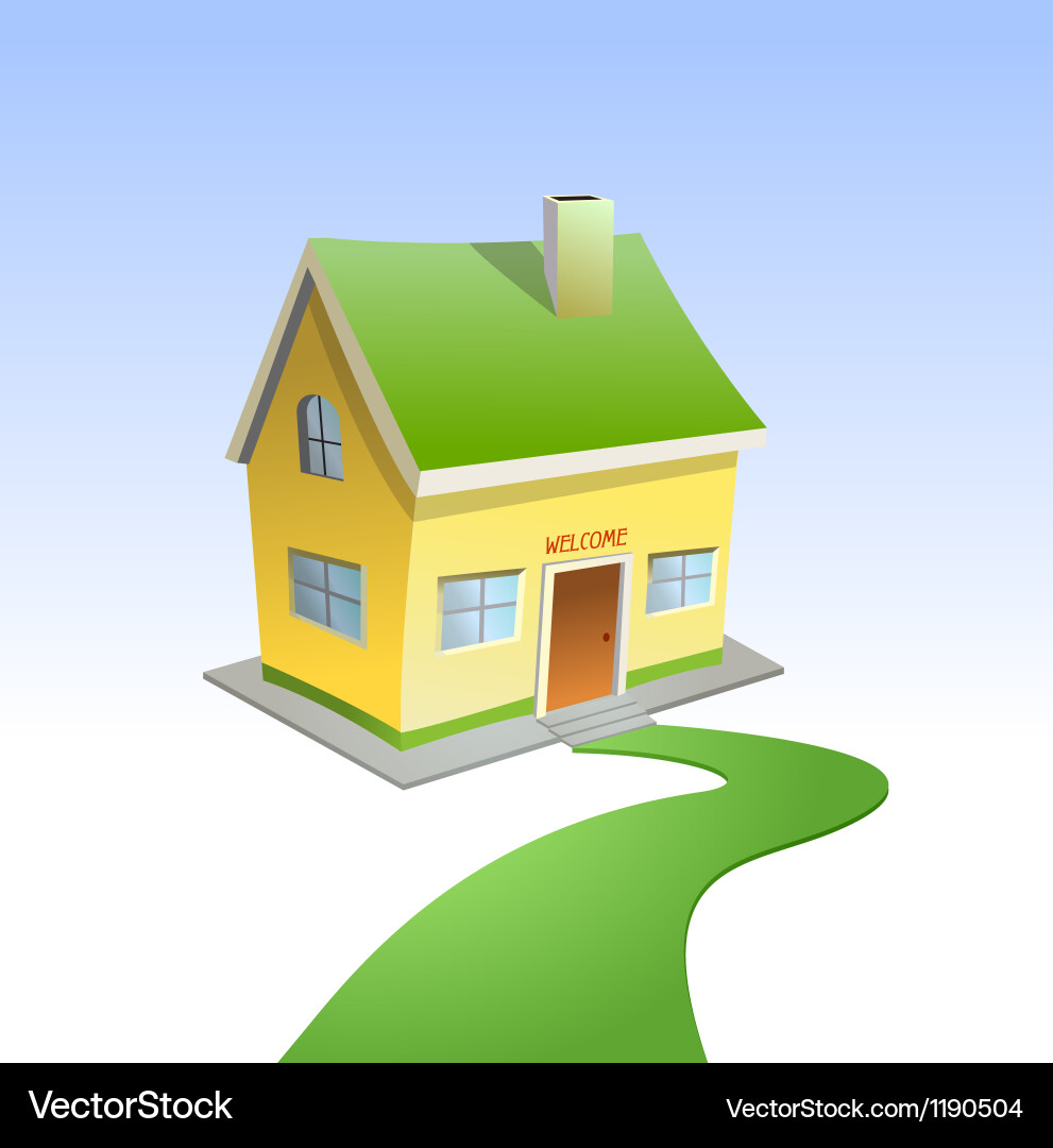 Green road to house Royalty Free Vector Image - VectorStock