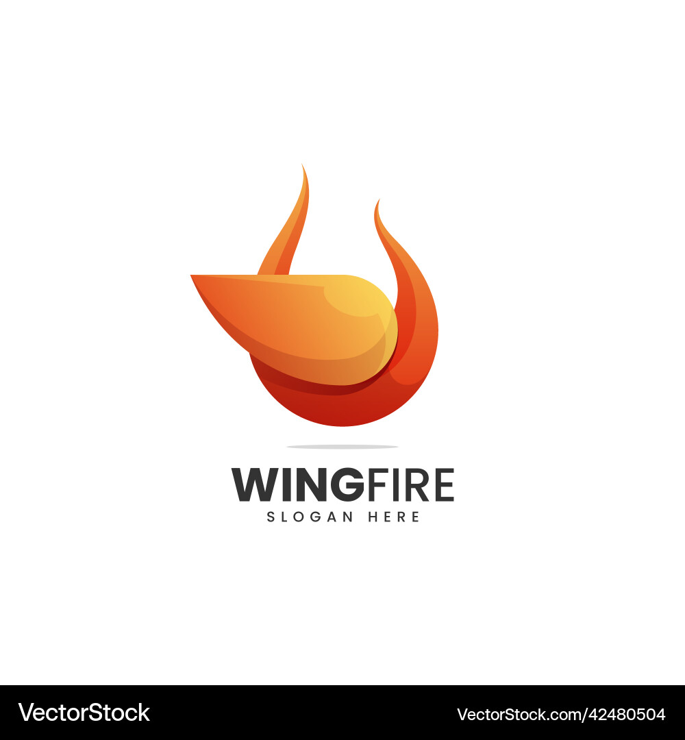 Logo wing fire gradient colorful style Royalty Free Vector