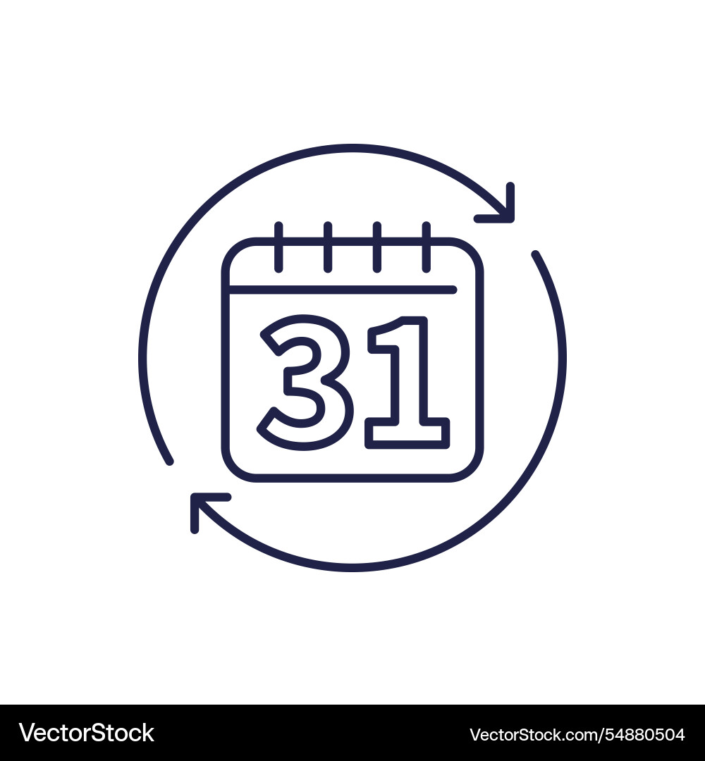 Monthly subscription line icon with a calendar Vector Image
