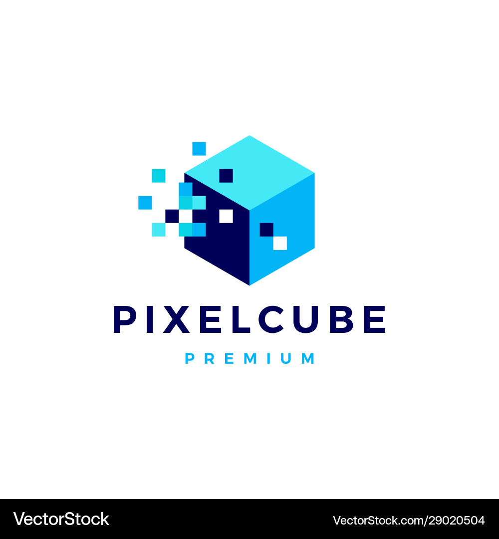 Pixel cube box digital logo icon Royalty Free Vector Image