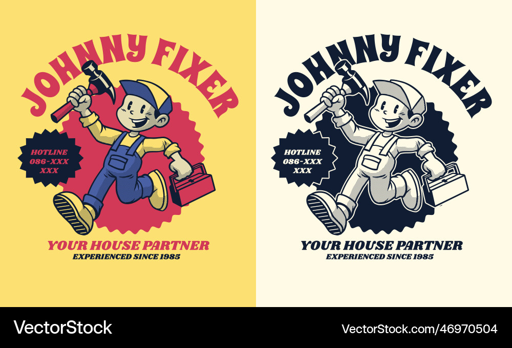 Retro Mechanic Cartoon Character Royalty Free Vector Image