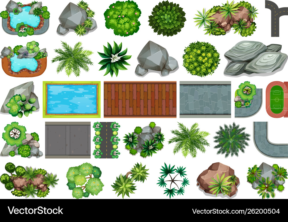 Set garden for decoration Royalty Free Vector Image