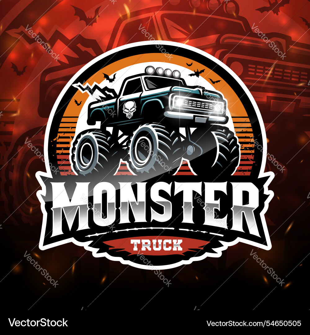 Monster truck logo emblem design template Vector Image