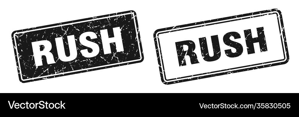 Rush stamp set square grunge sign Royalty Free Vector Image
