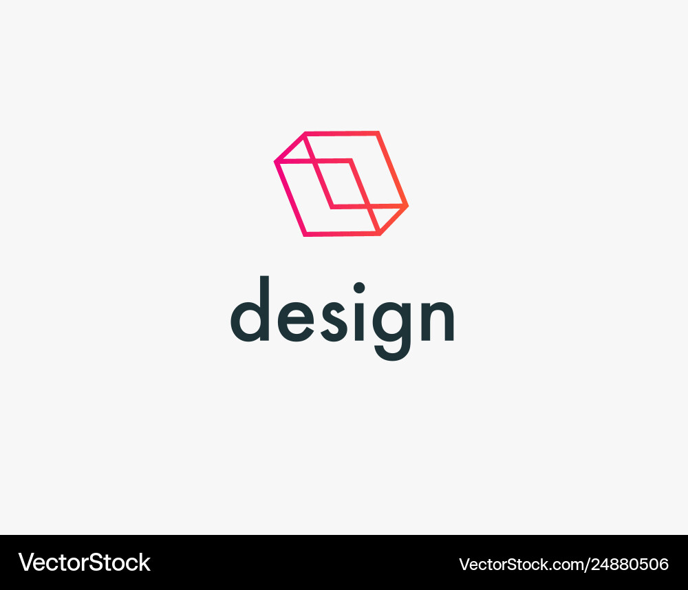 Abstract linear 3d squared logo for company design