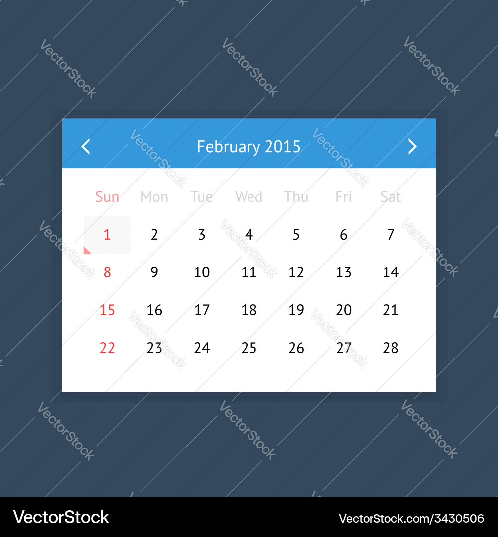 Calendar page for february 2015 Royalty Free Vector Image