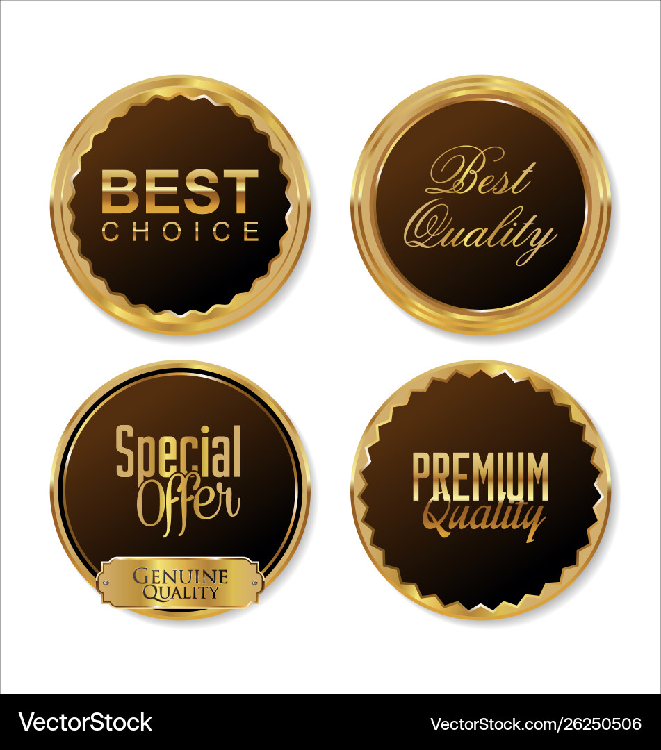 Golden badges Royalty Free Vector Image - VectorStock