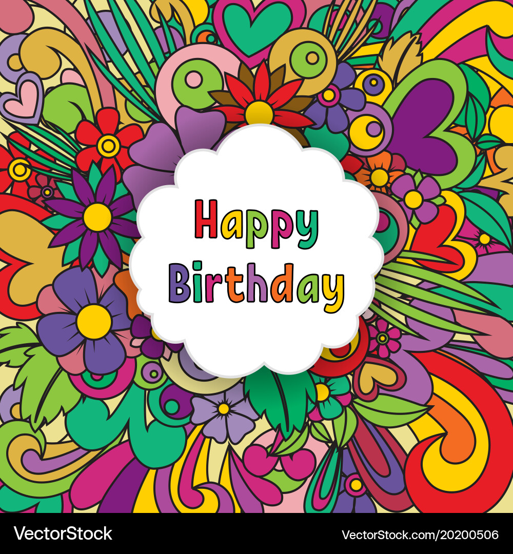 Happy birthday entangle greeting card zen Vector Image