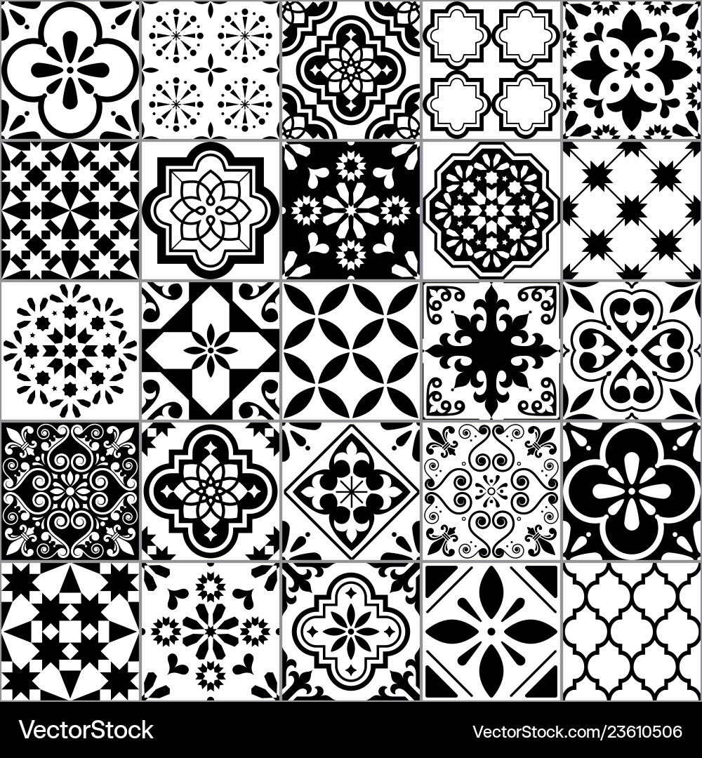 Lisbon geometric azulejo tile pattern Royalty Free Vector