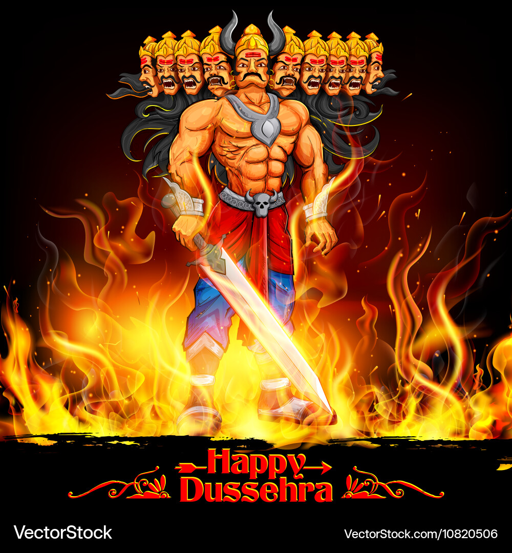 Raavan dahan for dusshera celebration Royalty Free Vector