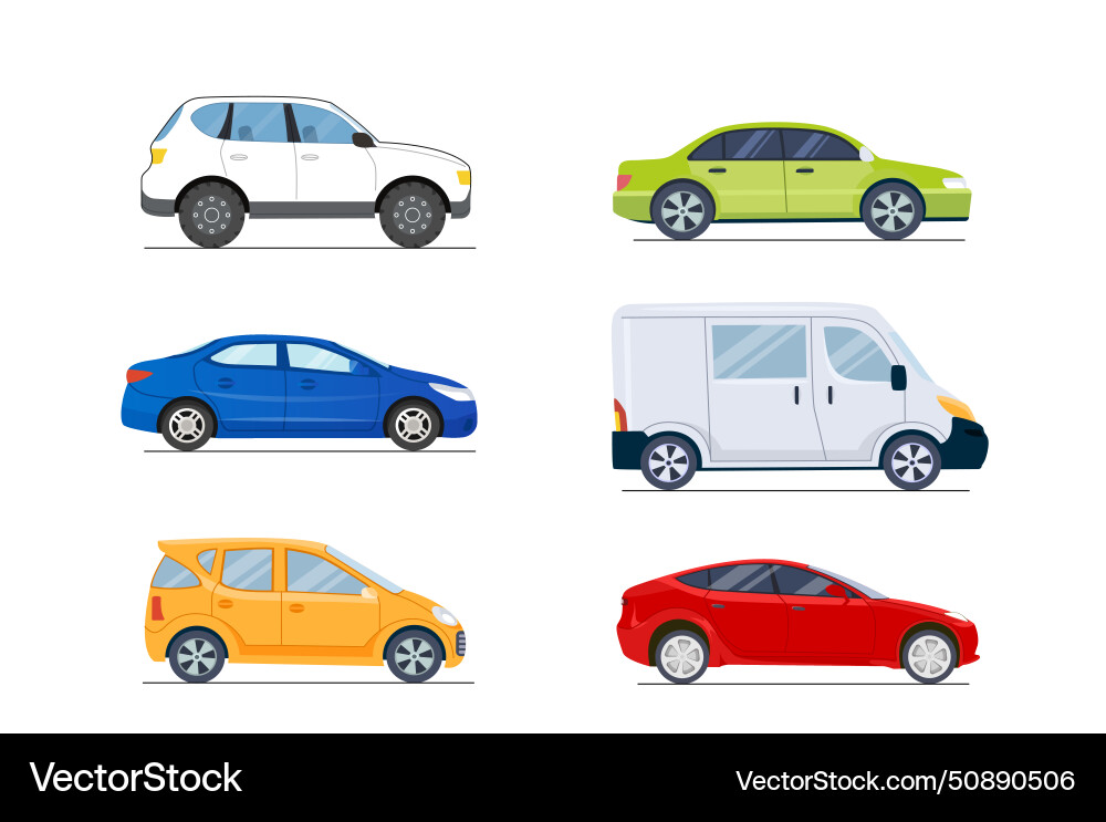 Set of cars Royalty Free Vector Image - VectorStock