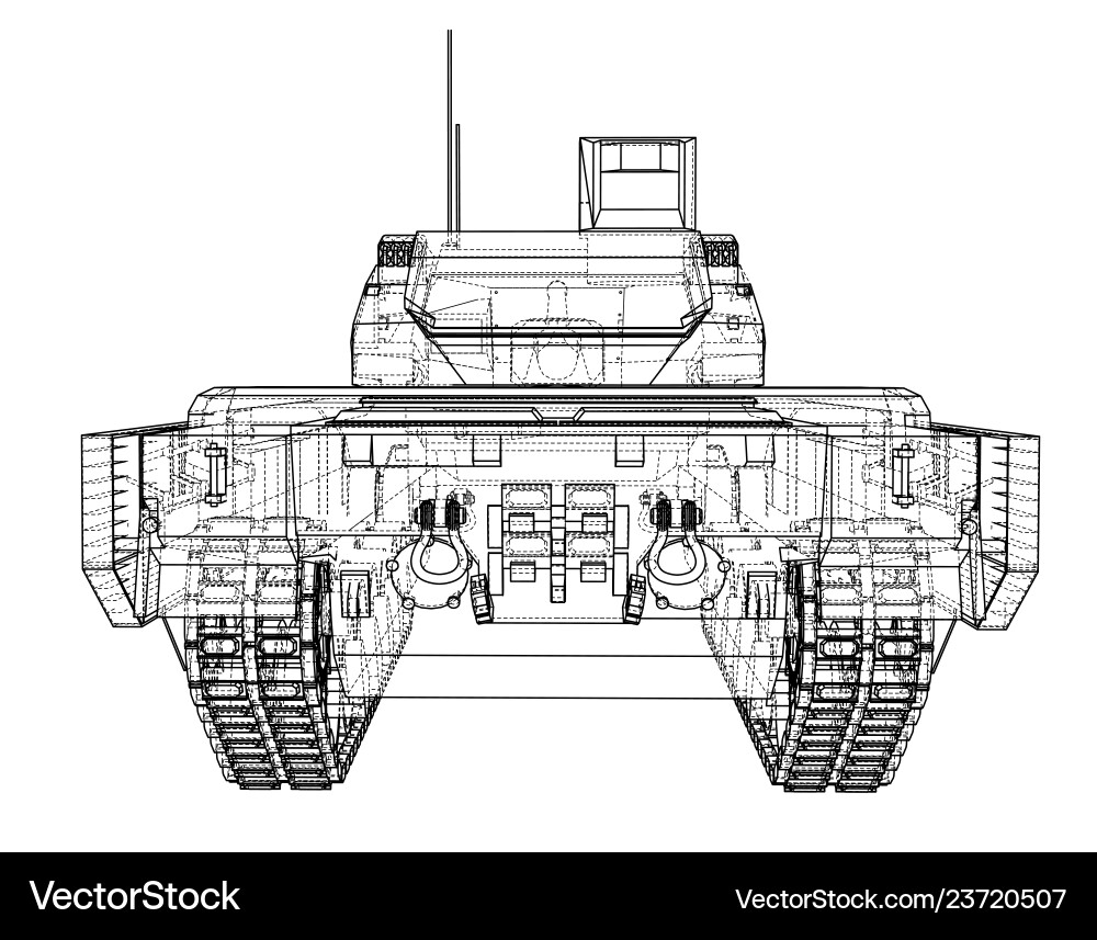 Blueprint of realistic tank Royalty Free Vector Image