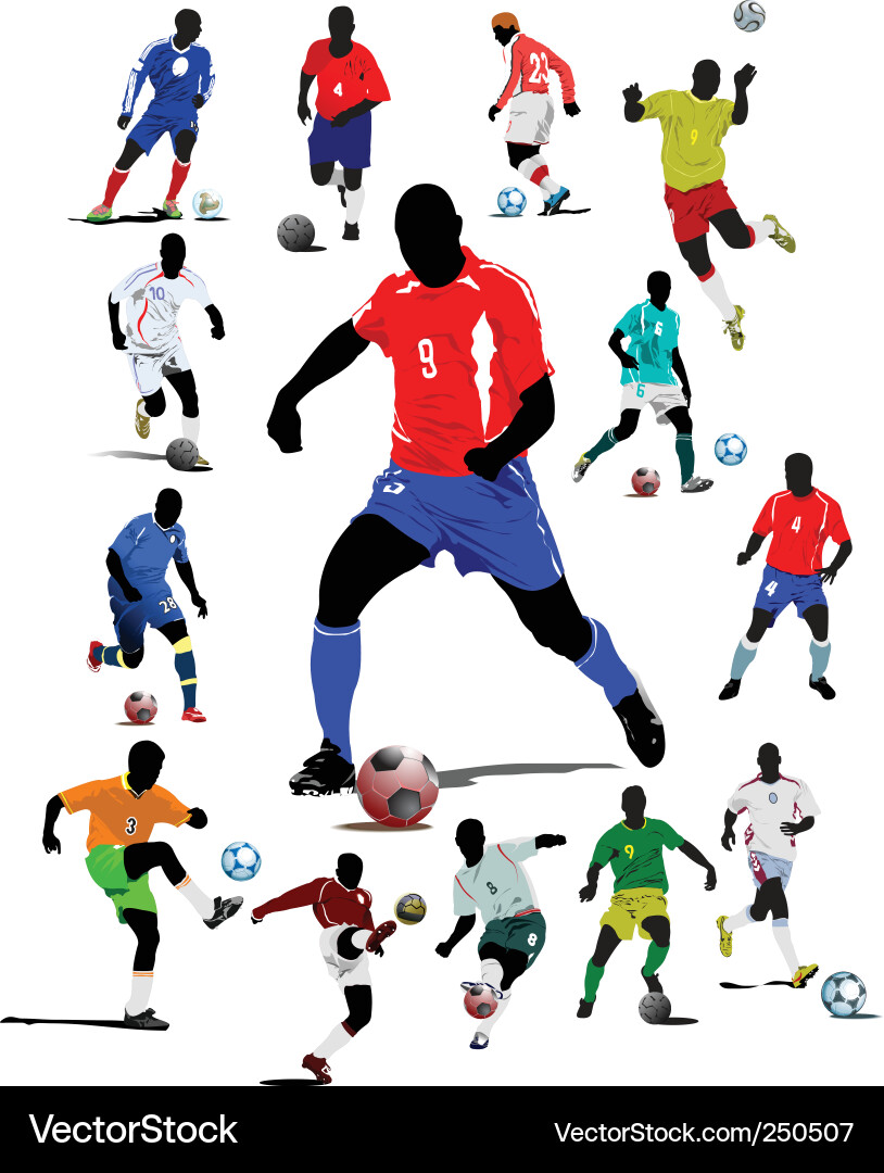Football Players in Action Royalty Free Vector Image