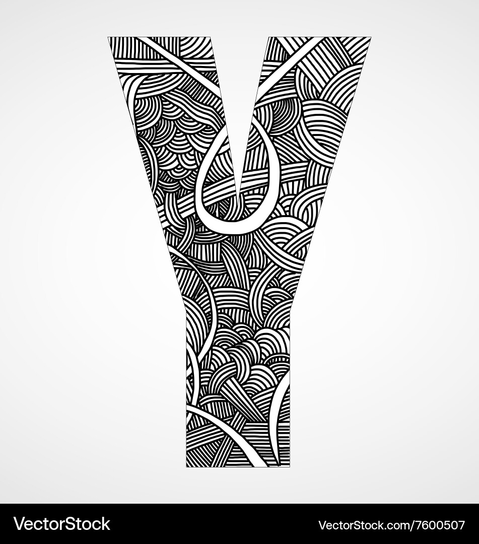 Letter y from doodle alphabet Royalty Free Vector Image