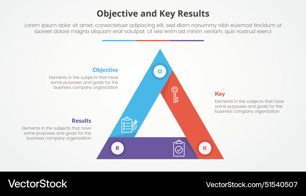 Okr objectives and key results framework Vector Image