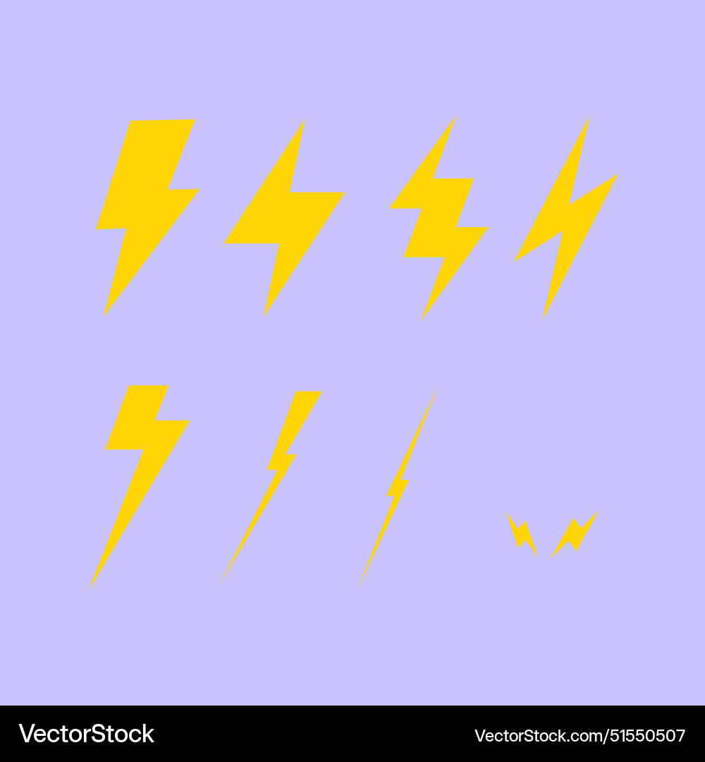 Set of lightning bolt icon thunder Royalty Free Vector Image