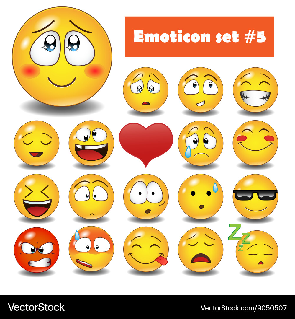 Smiling Face Emoticons Royalty Free Vector Image
