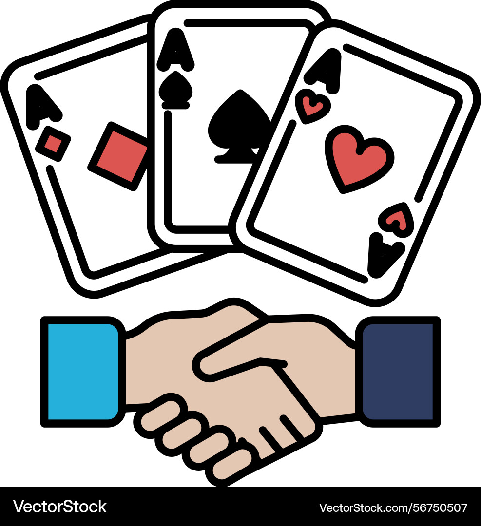 Drei Spielkarten werden mit einem Handshake angezeigt