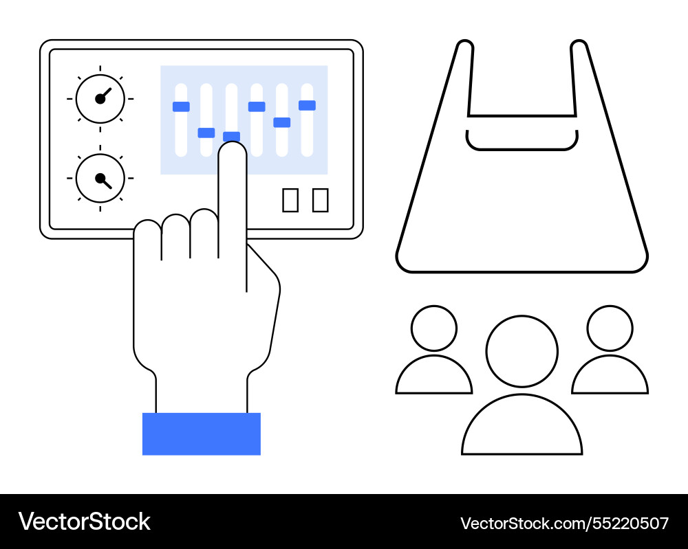 User adjusting settings on control panel Vector Image