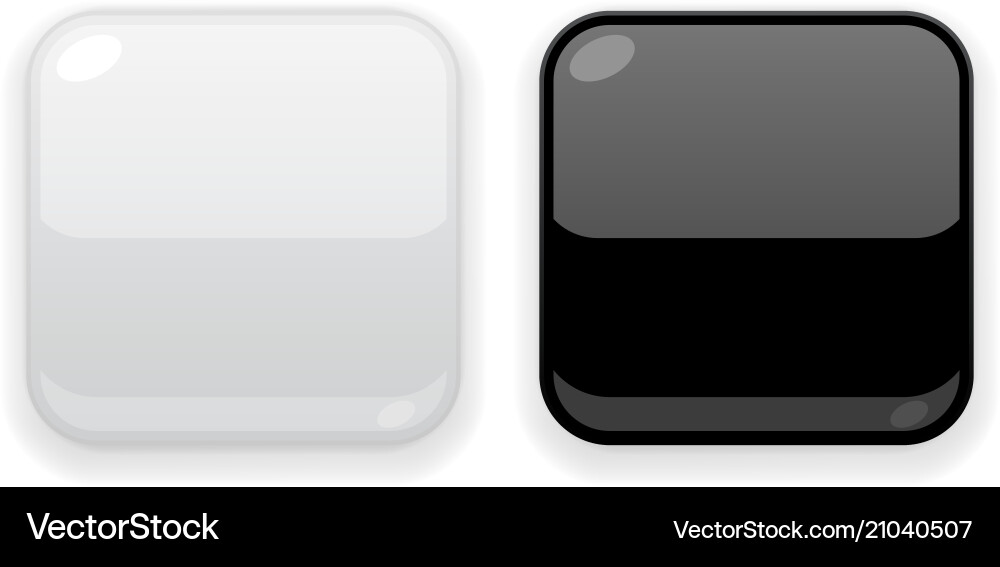 White and black web buttons square 3d icons Vector Image