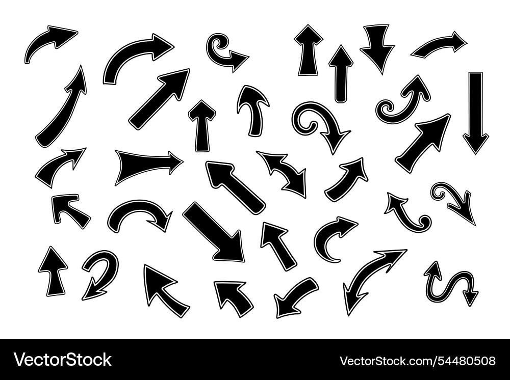A set of thick curvy arrows Royalty Free Vector Image