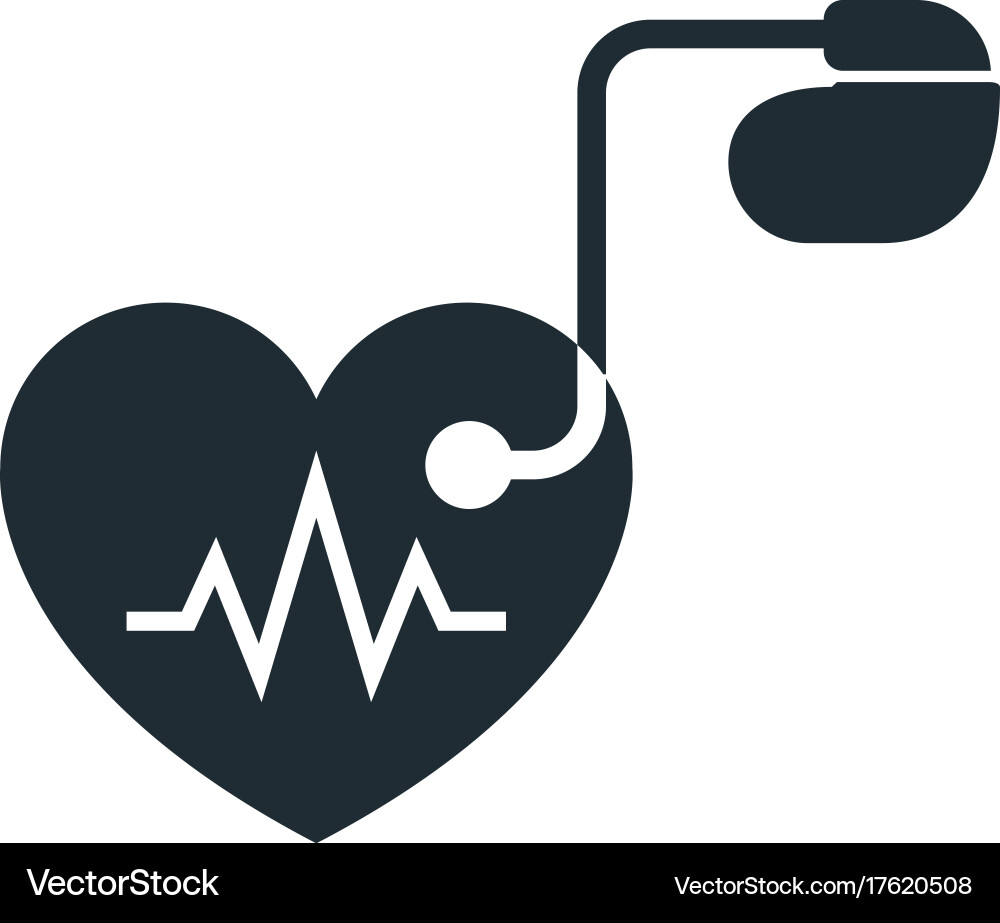 Cardiac Pacemaker Icon with Pulse Signal Vector Image