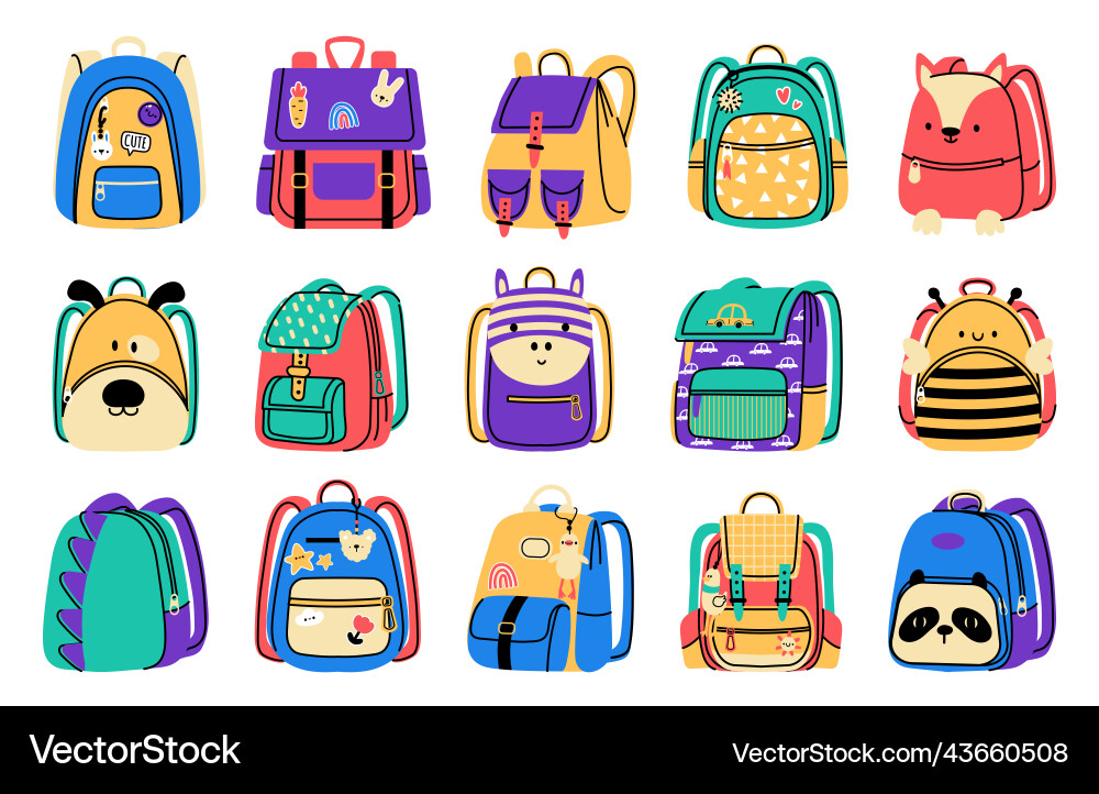 Cartoon school bag colorful backpack with zip Vector Image