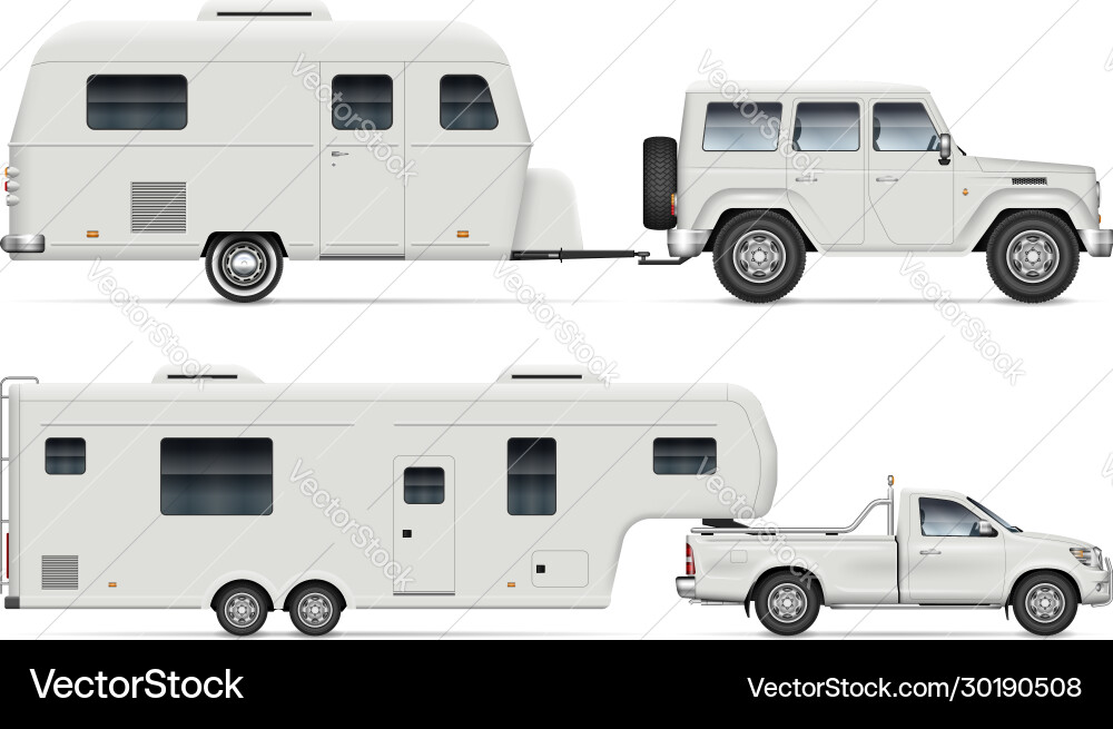 Fifth Wheel RV Pulling Truck Royalty Free Vector Image