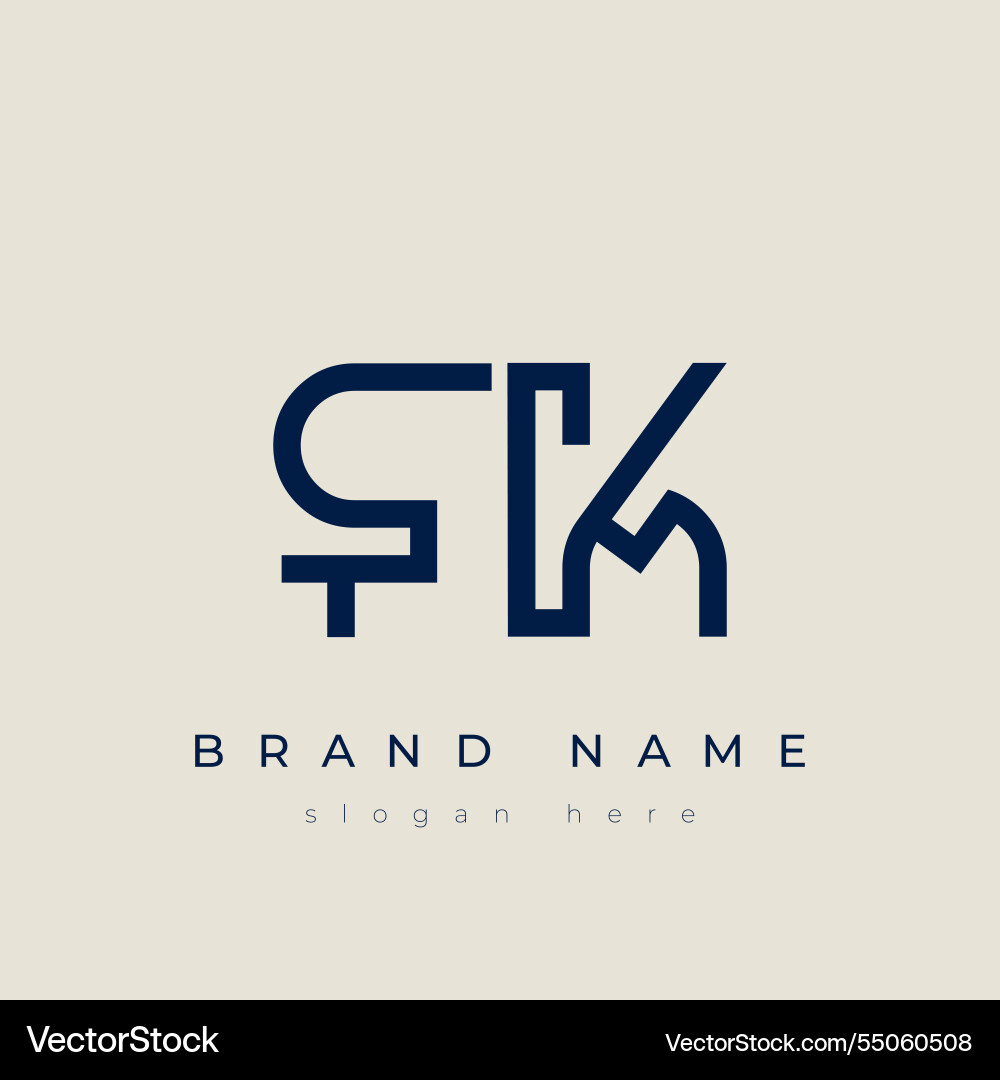 Fk alphabet letter icon logo Royalty Free Vector Image