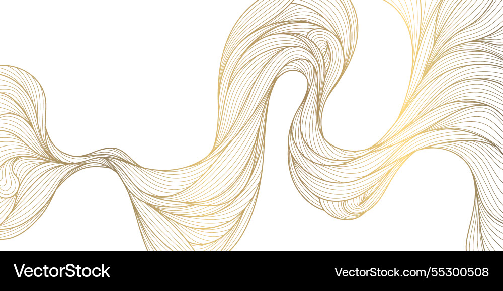 Gold wave line background premium curve Royalty Free Vector