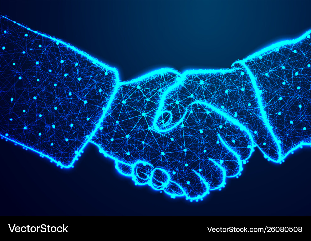 Hand shake abstract low poly triangle dot line Vector Image