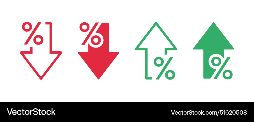 Percentage arrow up and down icon Royalty Free Vector Image