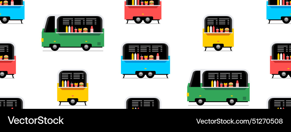 Seamless pattern with food trucks Royalty Free Vector Image