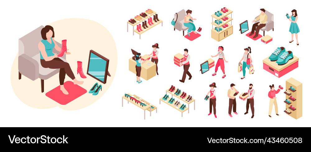 Shoe store set Royalty Free Vector Image - VectorStock